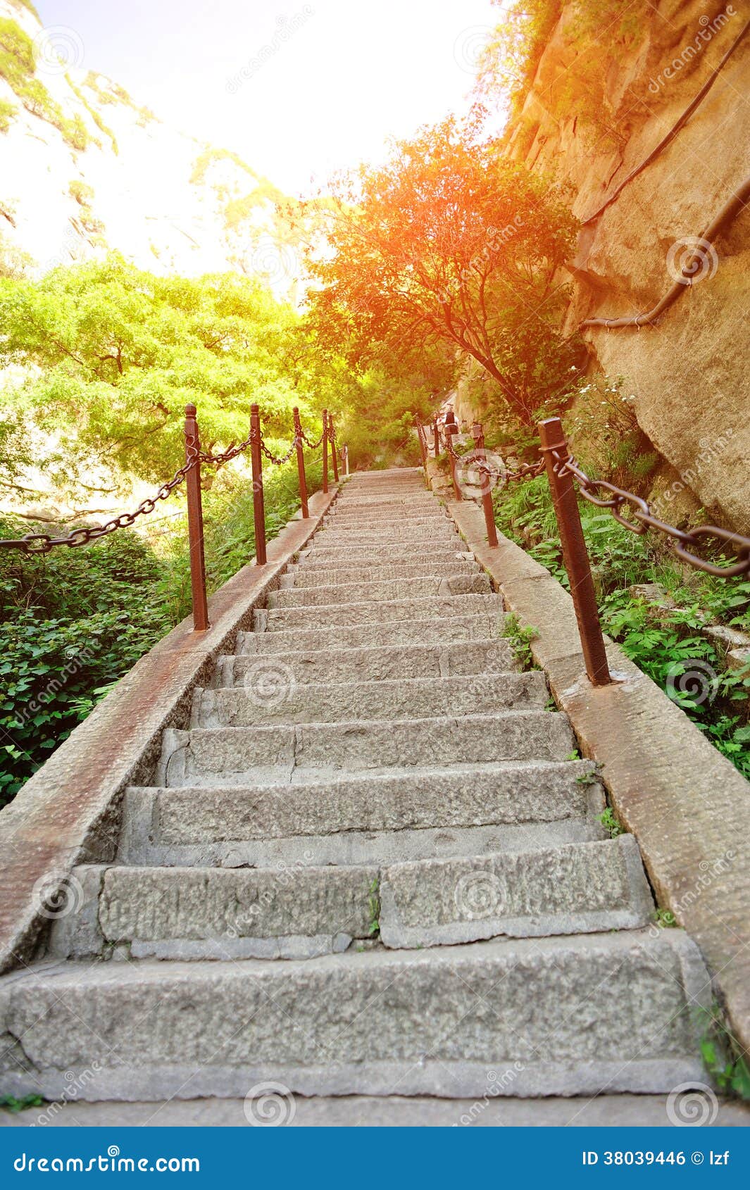 Thousands Steps at Huashan Mountain Stock Photo - Image of golden ...
