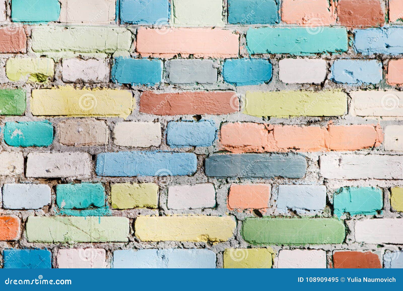 Multi Colored Brick Wall on Street Stock Image - Image of rough, solid ...