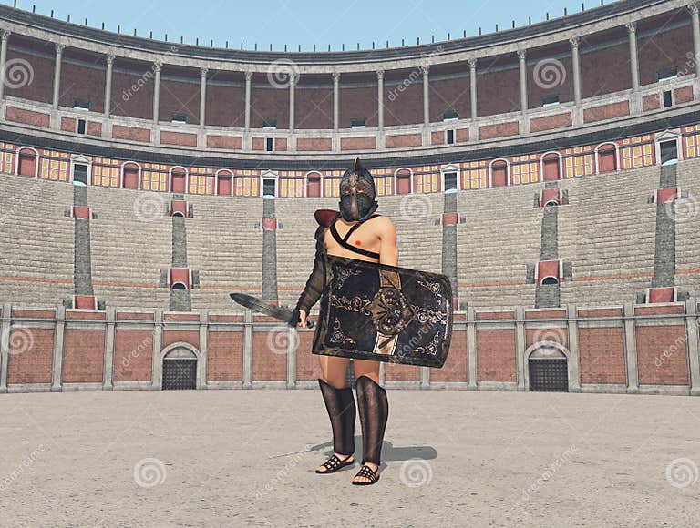 Thracian Gladiator in the Colosseum in Ancient Rome Stock Illustration - Illustration of roman ...