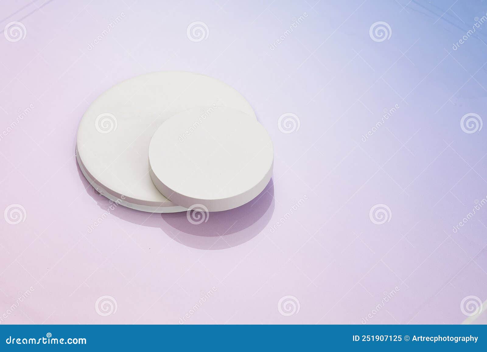 Three Circular White Risers on Gradient Pnk To Blue Background. Mock Up ...