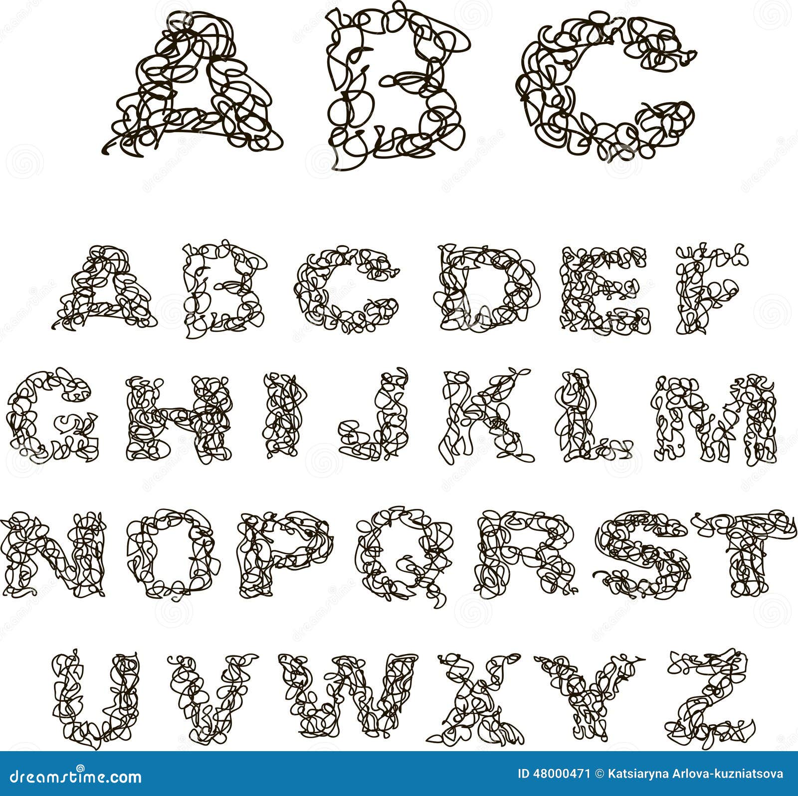 Thread alphabet stock vector. Illustration of type, uppercase - 48000471