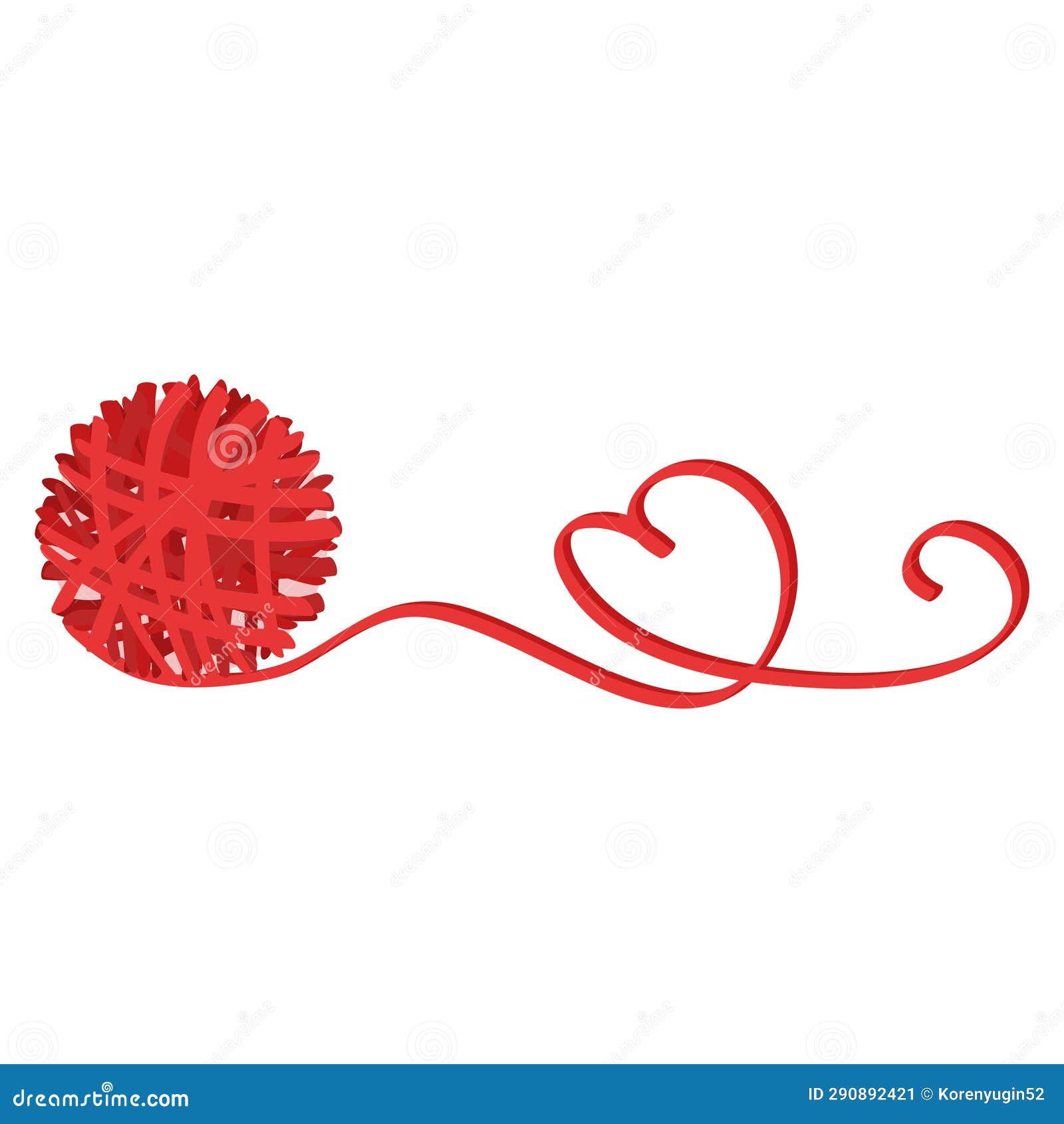 Thread Ball with Heart Shape Art Drawn Stock Illustration ...