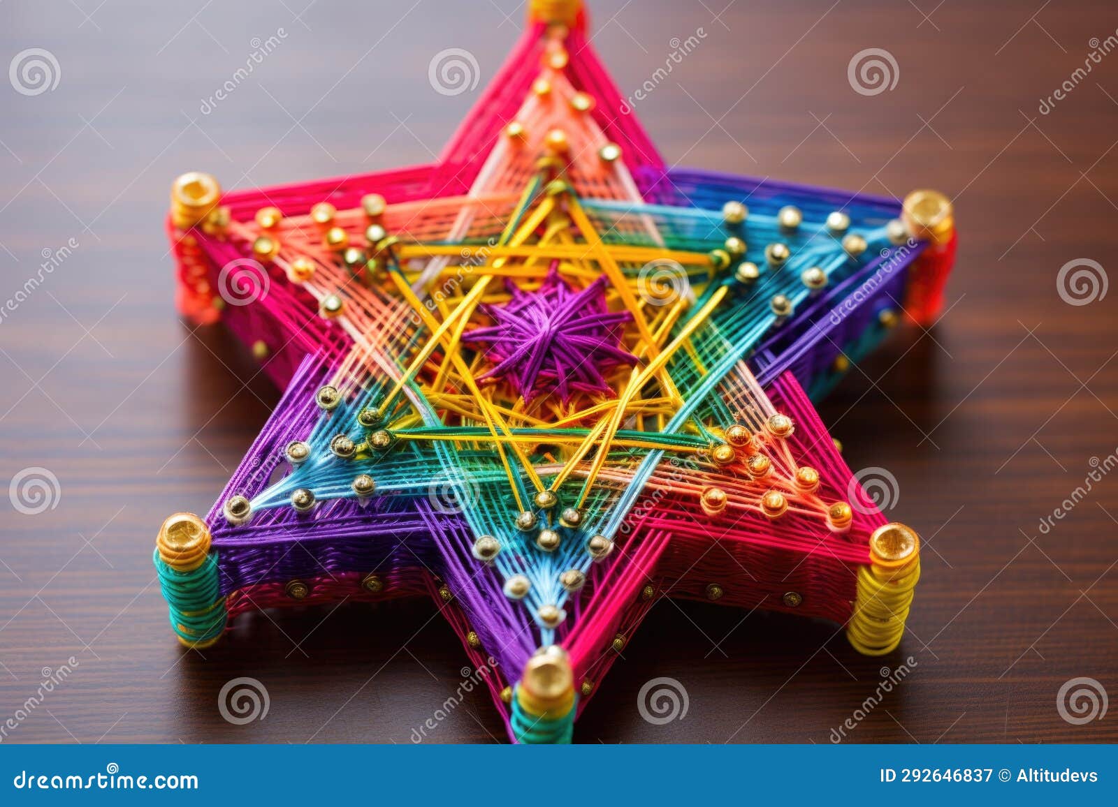 Thread and Bead Star of David Craft in Bright Colors Stock Image ...