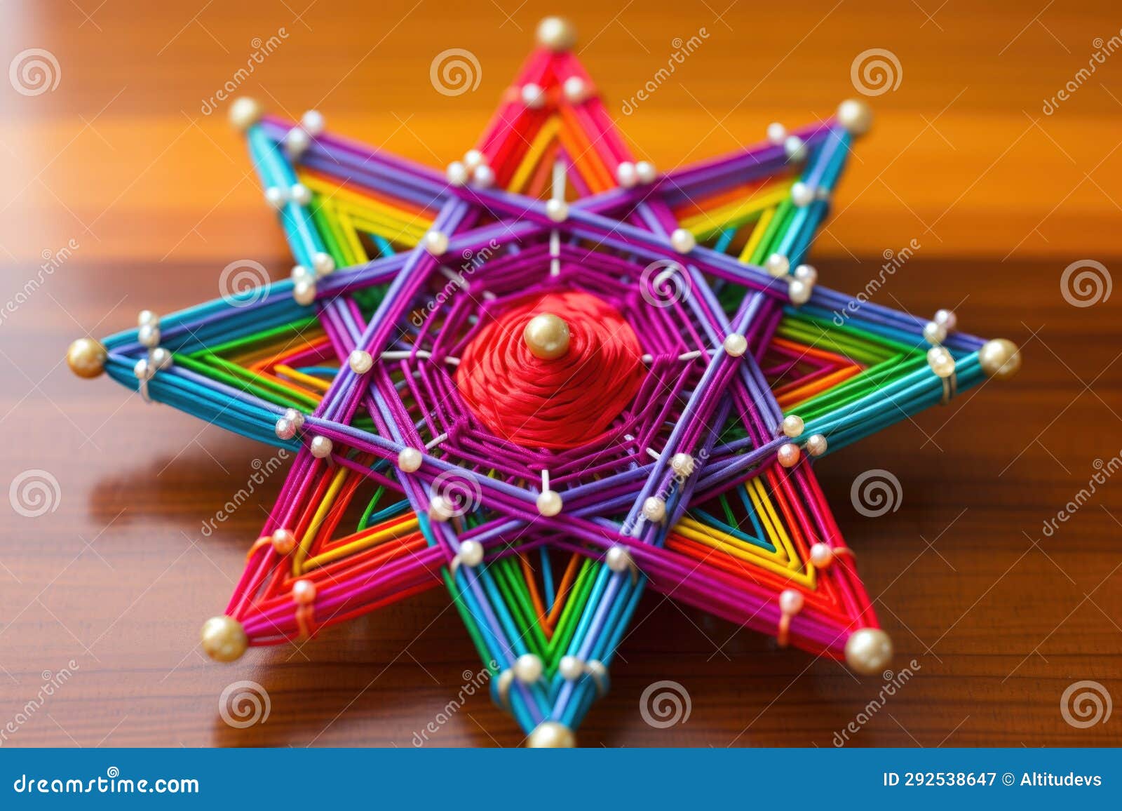 Thread and Bead Star of David Craft in Bright Colors Stock Image ...