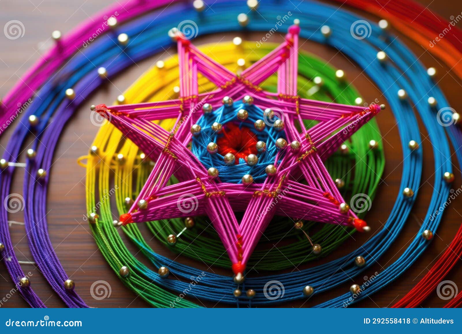 Thread and Bead Star of David Craft in Bright Colors Stock Photo ...