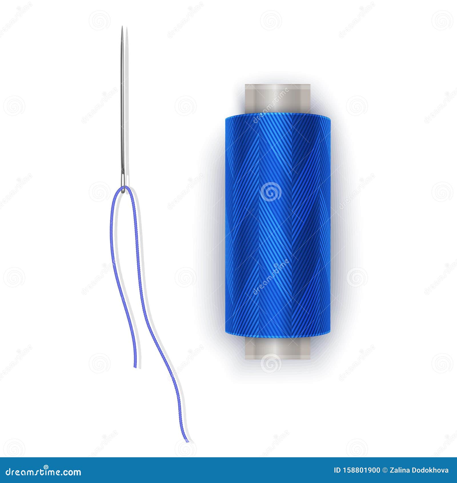 The Thread of Blue Color, Thread Spool Set. Colorful Plastic Bobbin ...