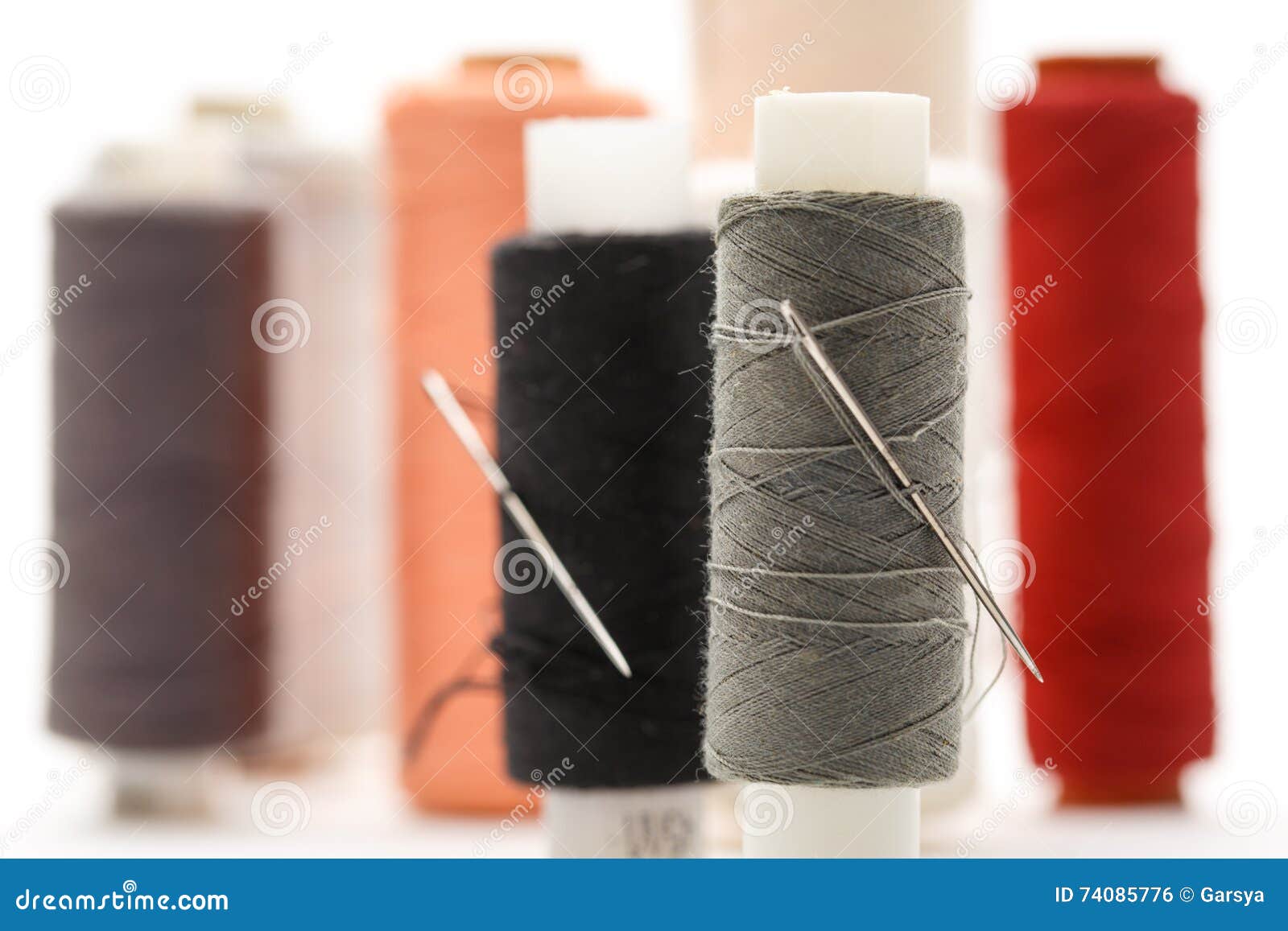 Thread bobbins and needles stock photo. Image of spool - 74085776