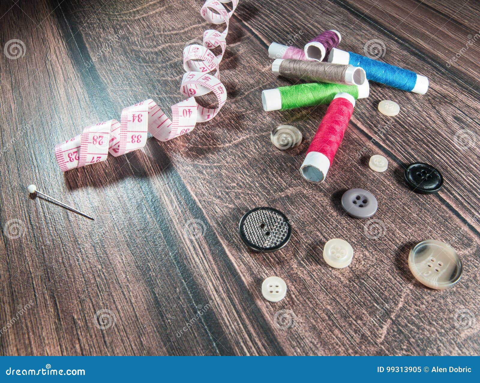 Thread and Buttons, Tools for Tailor Stock Image - Image of wood ...