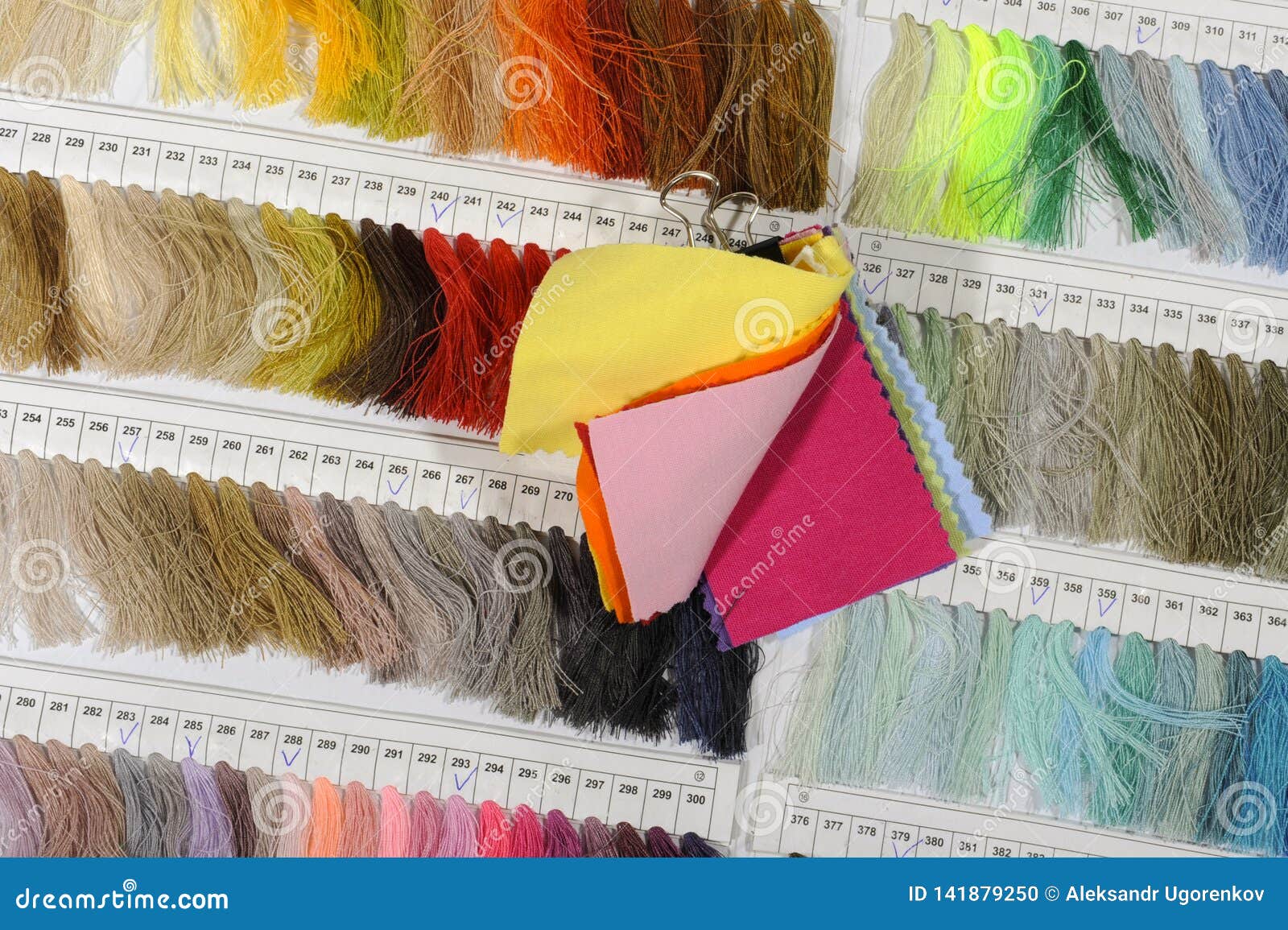 Thread color card stock photo. Image of threads, palette - 141879250