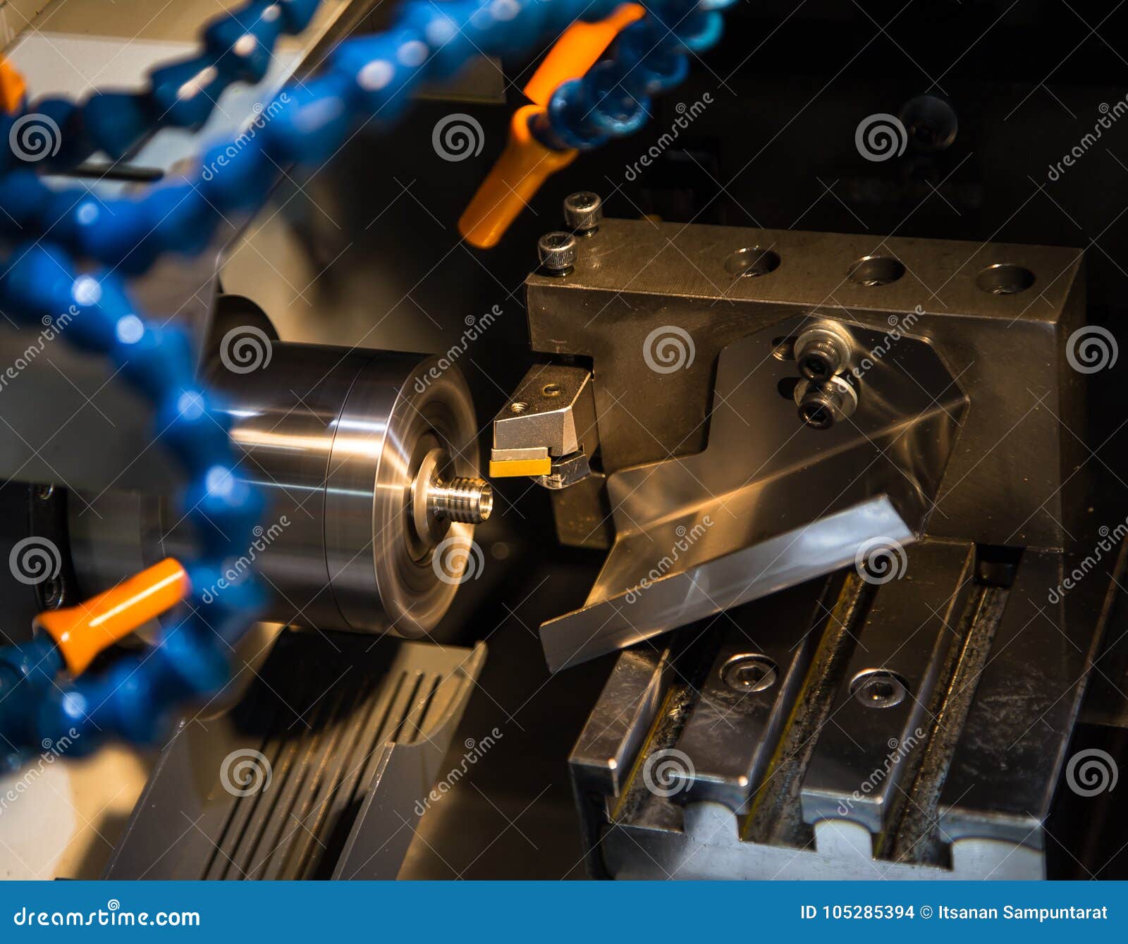 CNC Lathing machine stock photo. Image of process, speed - 105285394