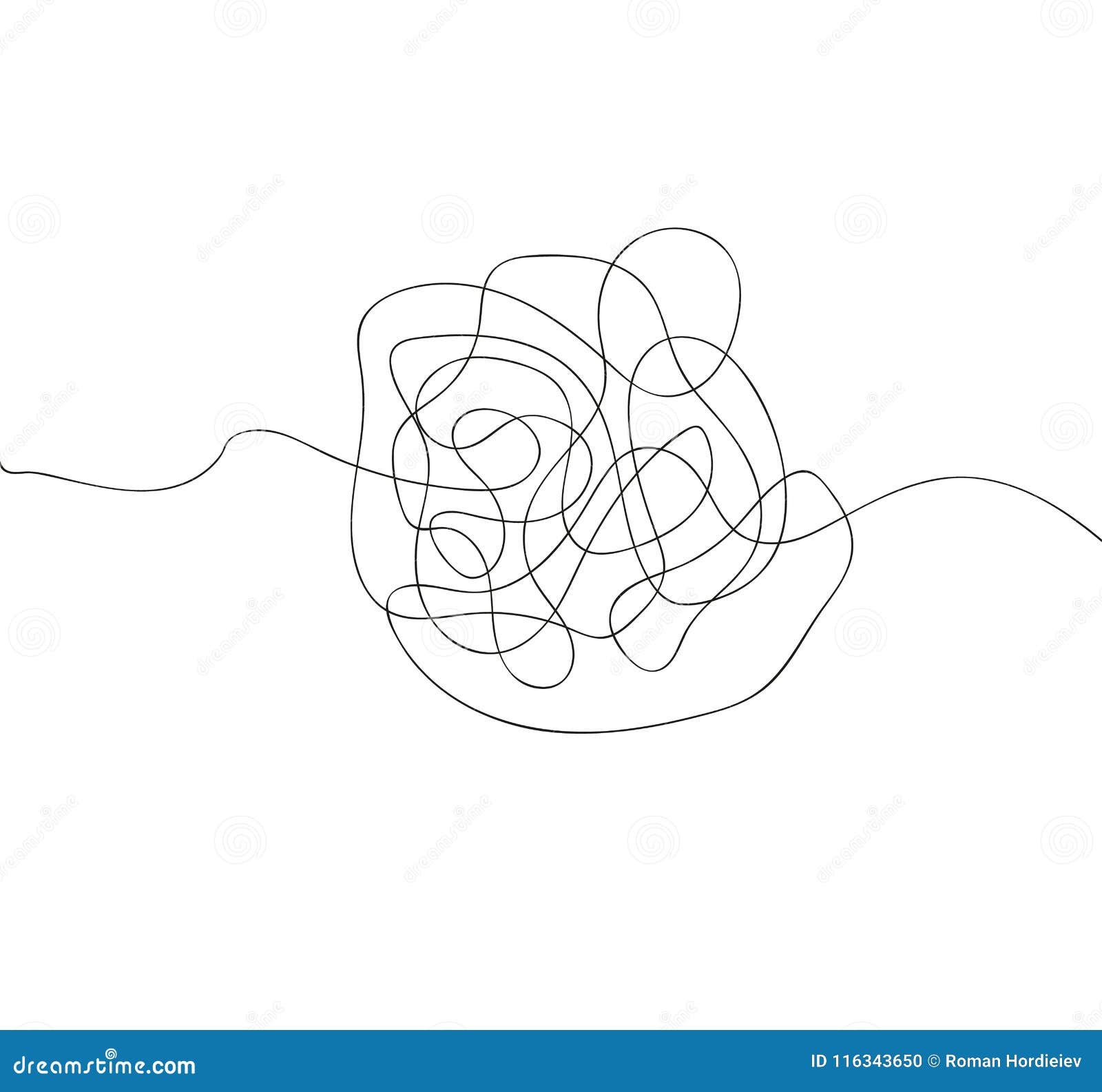 A Thread Drawn From The Hand. Hand Drawn Object From The Beginning And ...