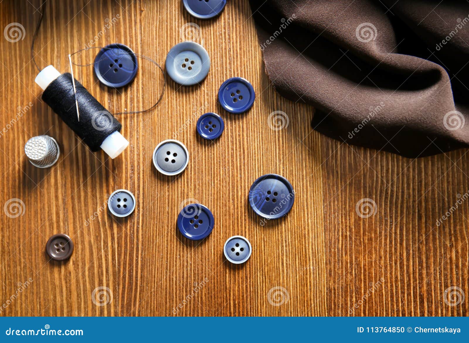 Thread, Fabric and Buttons for Tailoring Stock Photo - Image of fashion ...