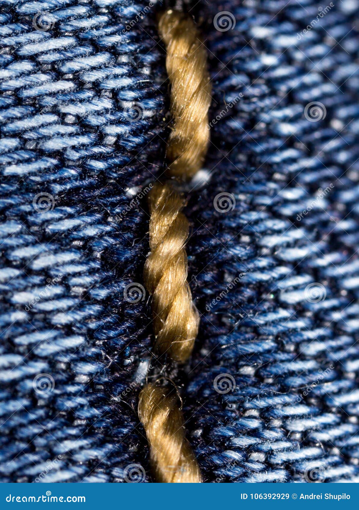 Thread on Jeans As a Background. Macro Stock Image - Image of fabric ...