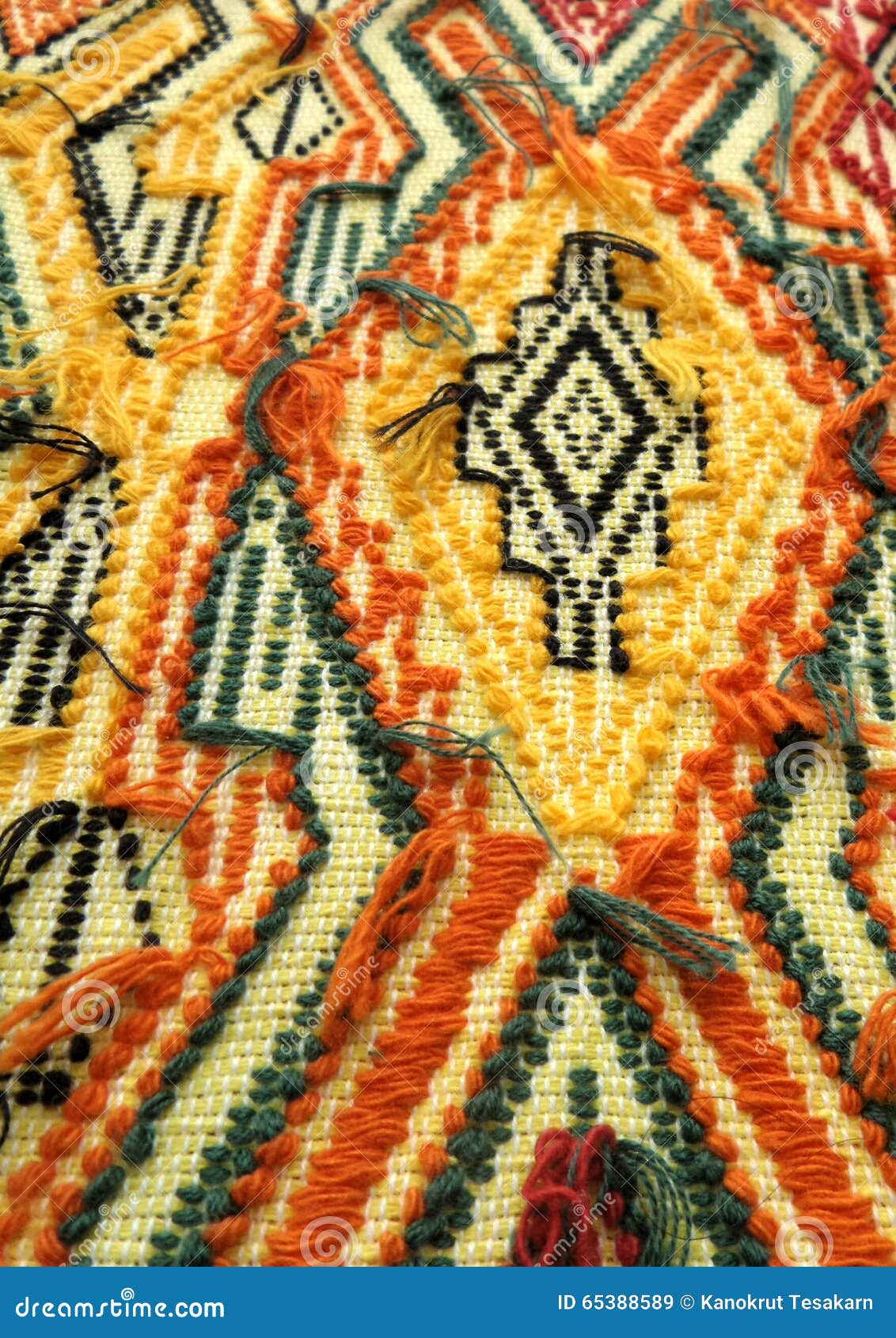 Thread Knots on Back of Beautiful Hand Weaving Fabric Stock Image ...