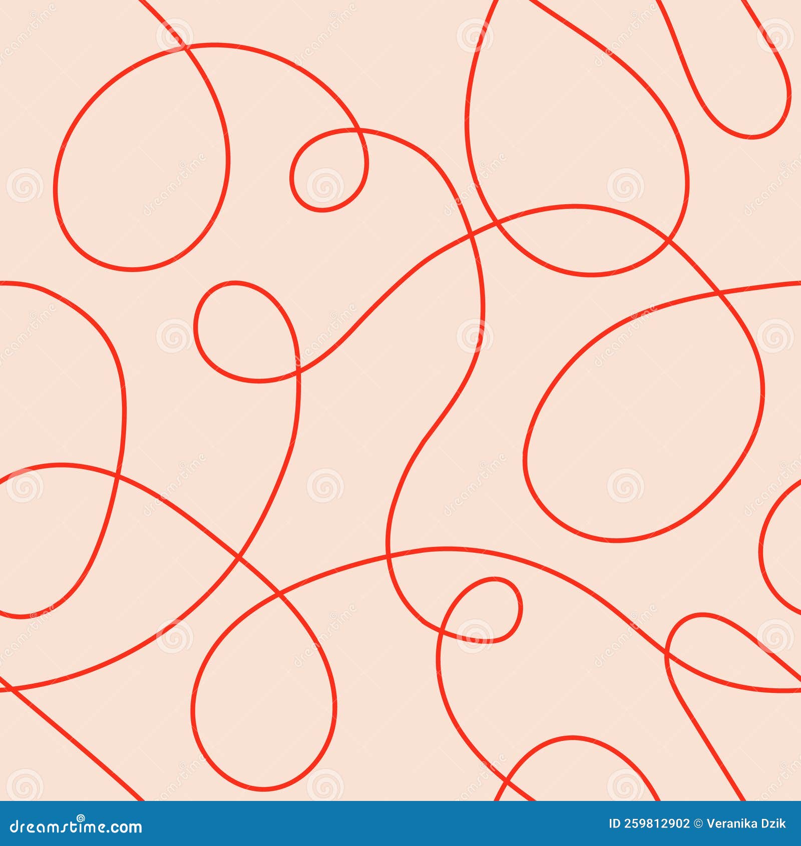 Thread Line Seamless Pattern. Curvy Intersections of Ropes in Organic ...