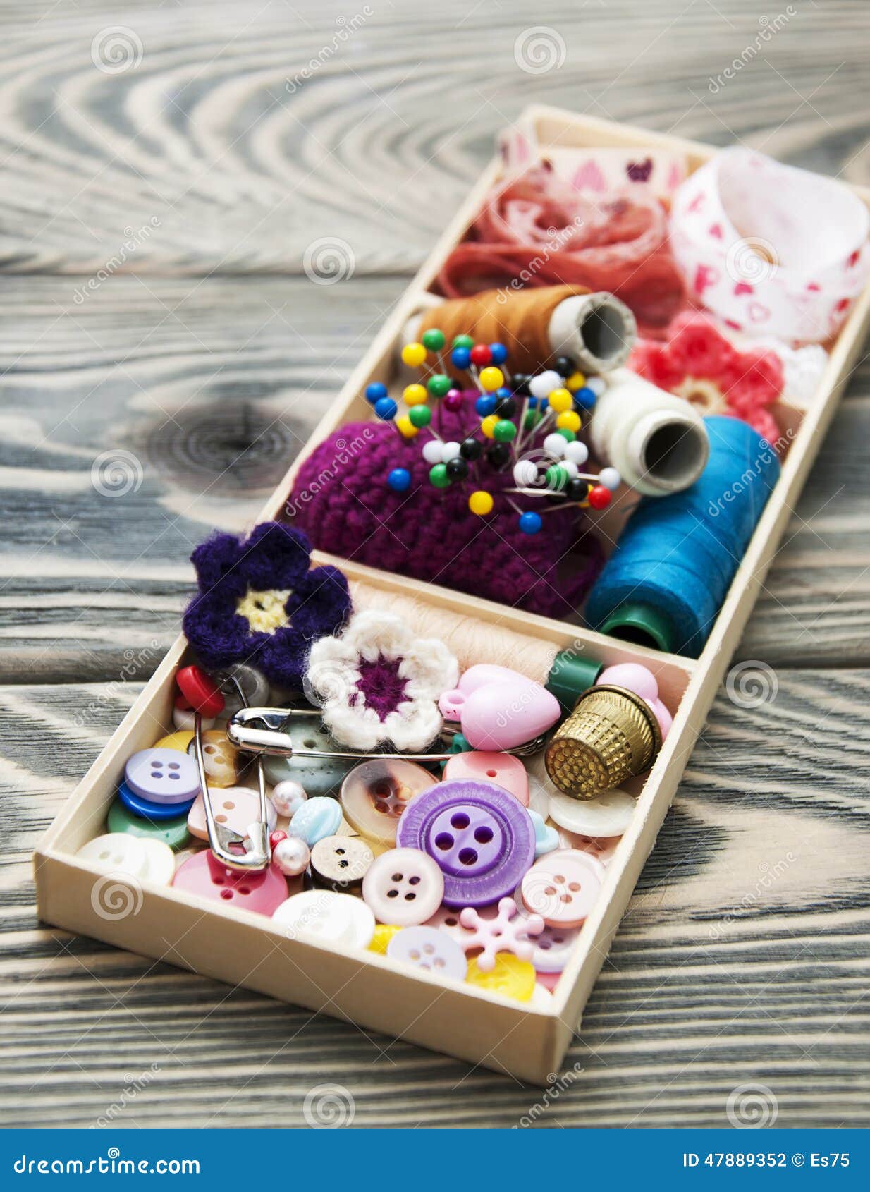 Thread and Material for Handicrafts in Box Stock Photo - Image of ...