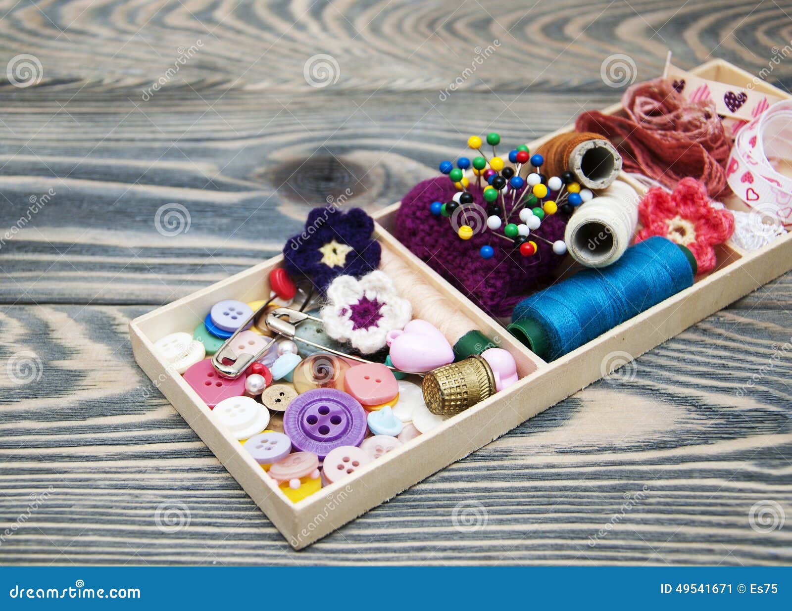 Thread and Material for Handicrafts in Box Stock Image - Image of ...