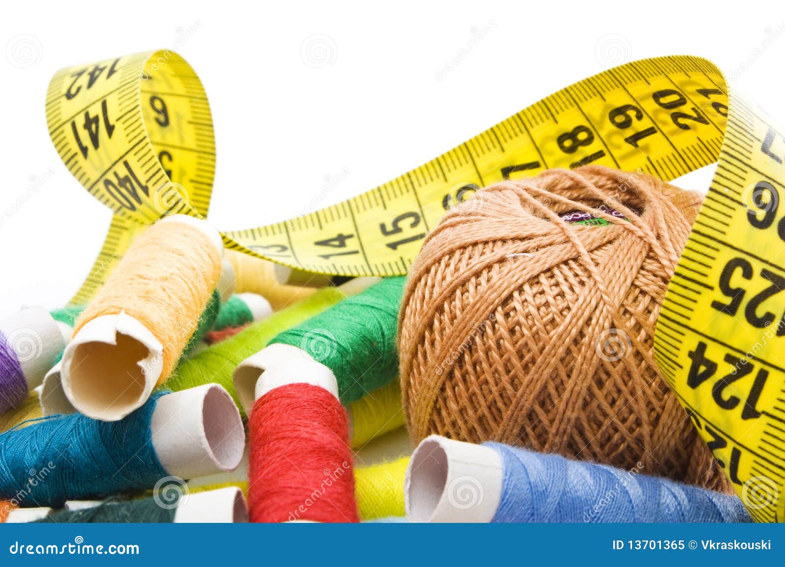 Thread with measuring tape stock image. Image of craft - 13701365