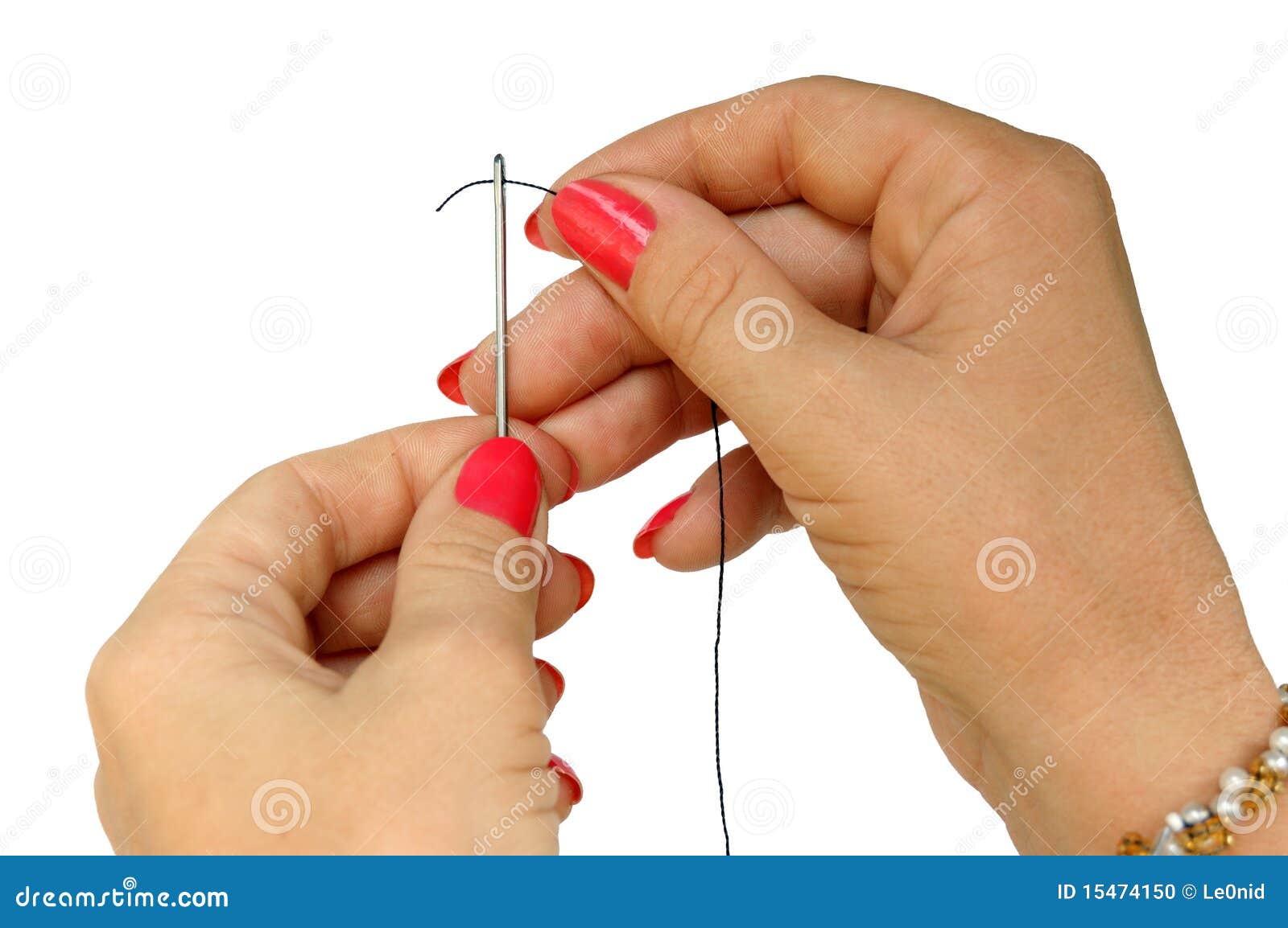 Thread a needle stock photo. Image of needlework, wrist - 15474150