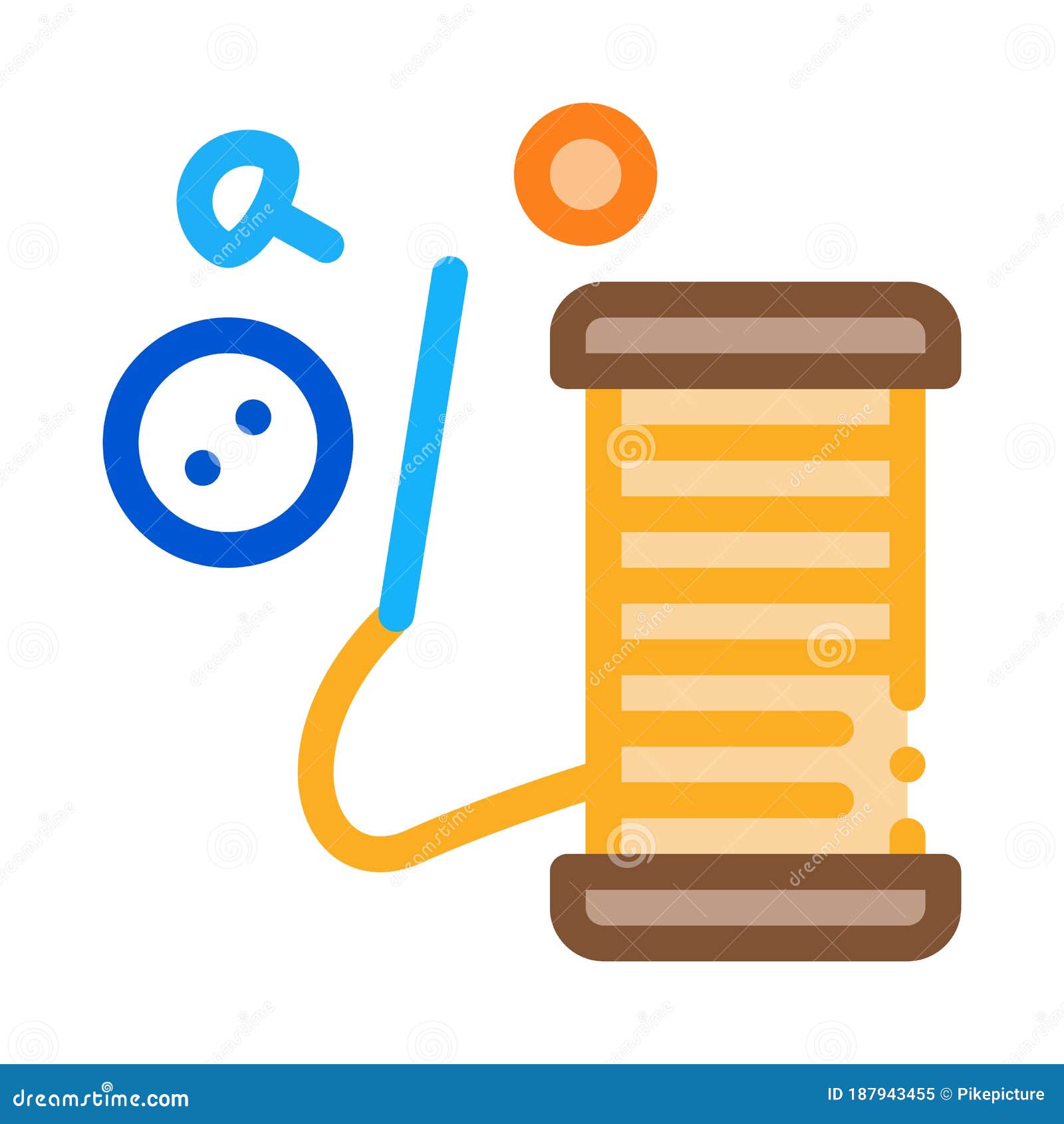 Thread Needle Button Icon Vector Outline Illustration Stock Vector ...