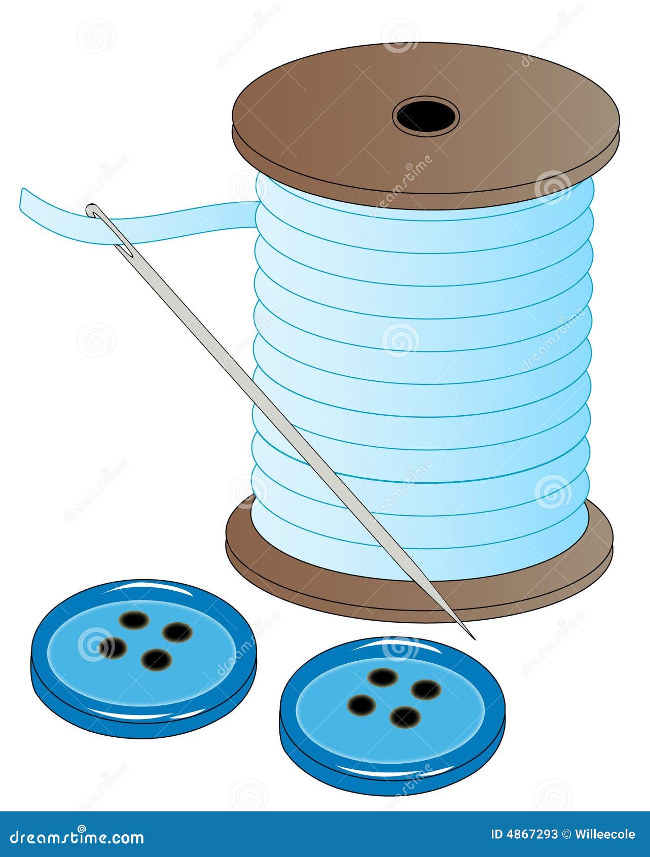 Thread needle and buttons stock vector. Illustration of thread - 4867293