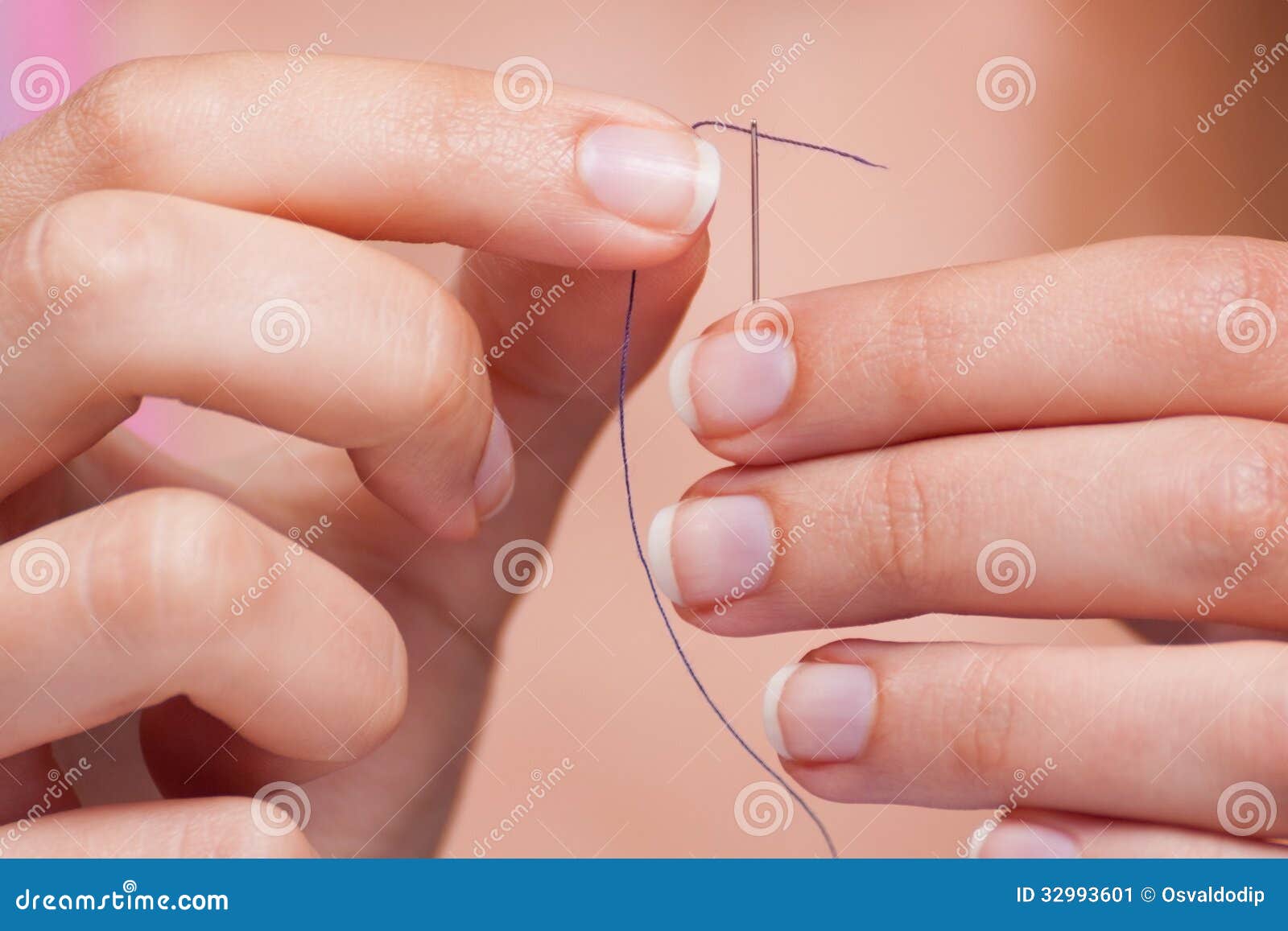 Thread into the Needle Eye, Horizontal Stock Image - Image of young ...