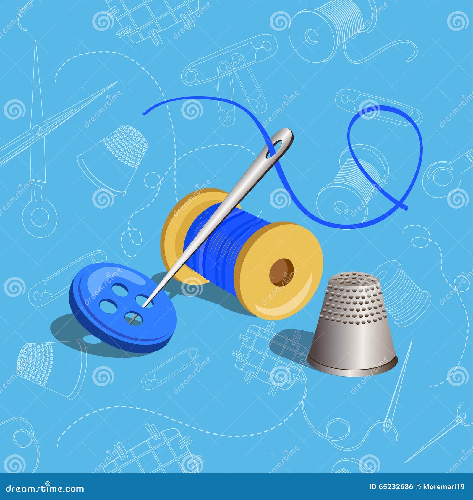 Thread with a Needle, Seamless, Sewing Items Stock Vector ...