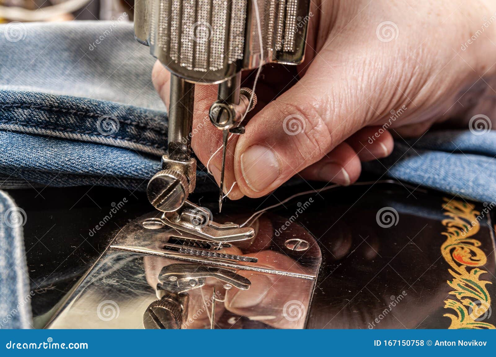 Thread a Needle in Sewing Machine Stock Photo - Image of domestic ...