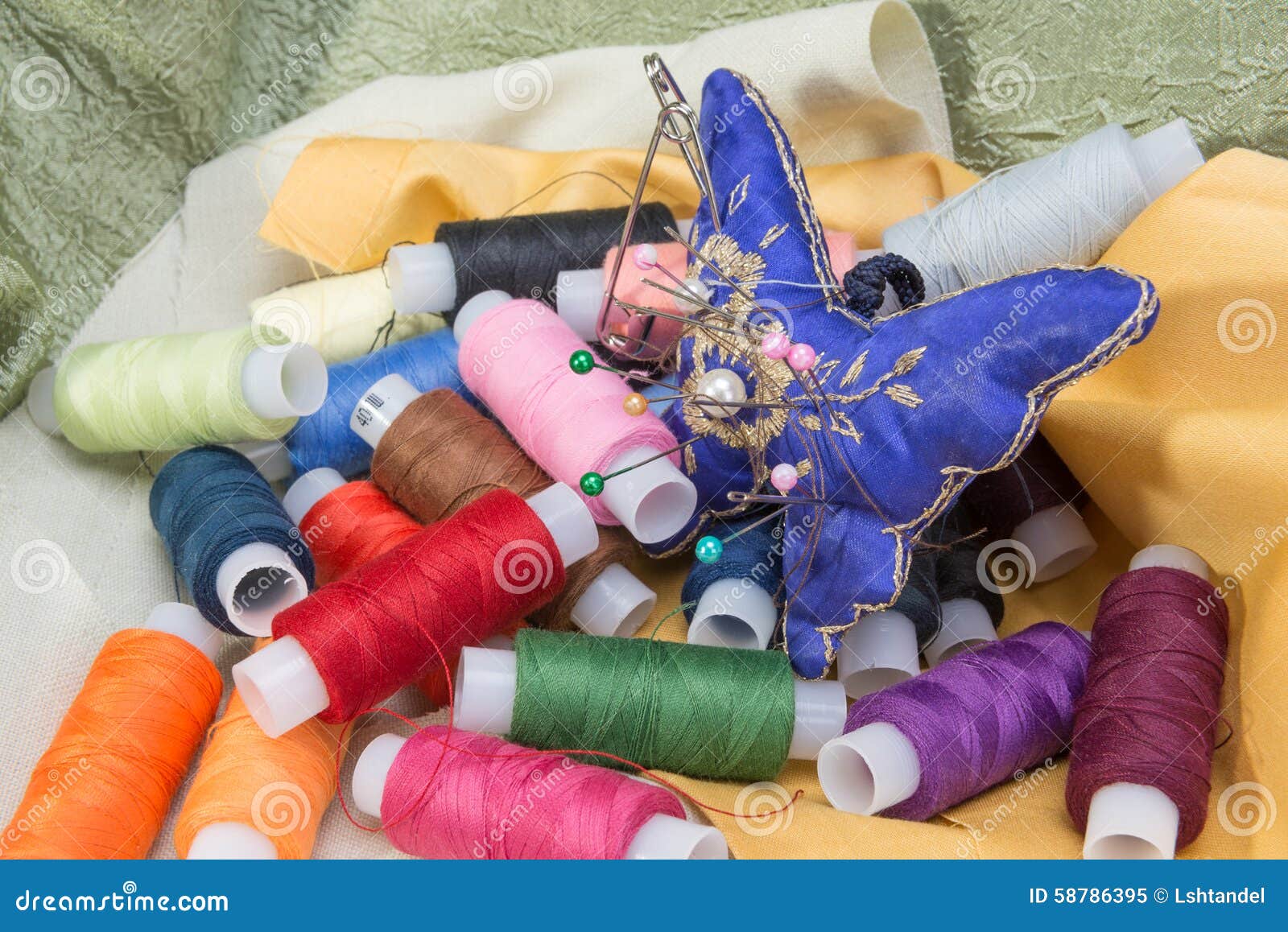 Thread, Needles and Fabrics for Sewing Stock Image - Image of accessory ...