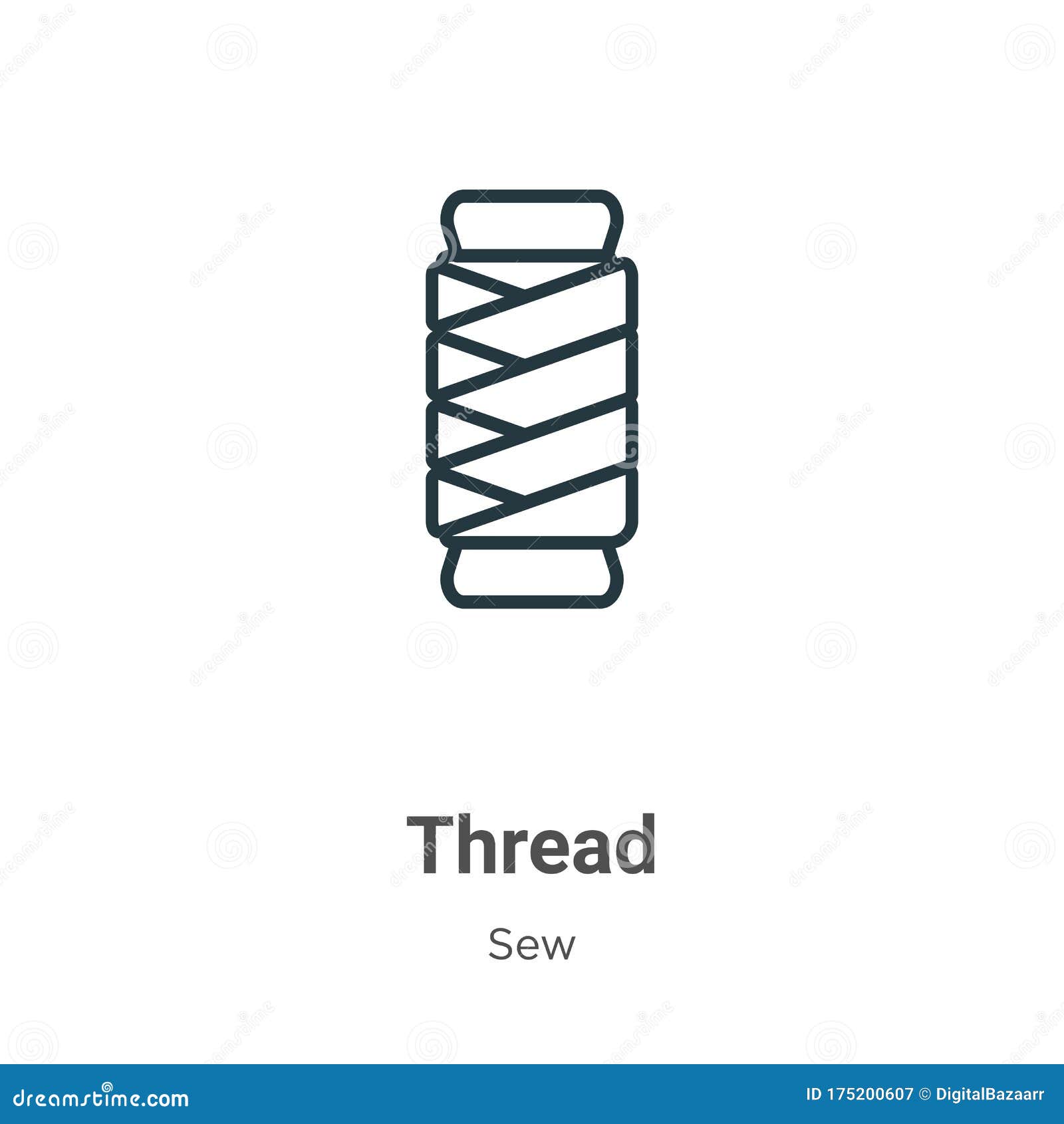 Thread Outline Vector Icon. Thin Line Black Thread Icon, Flat Vector ...