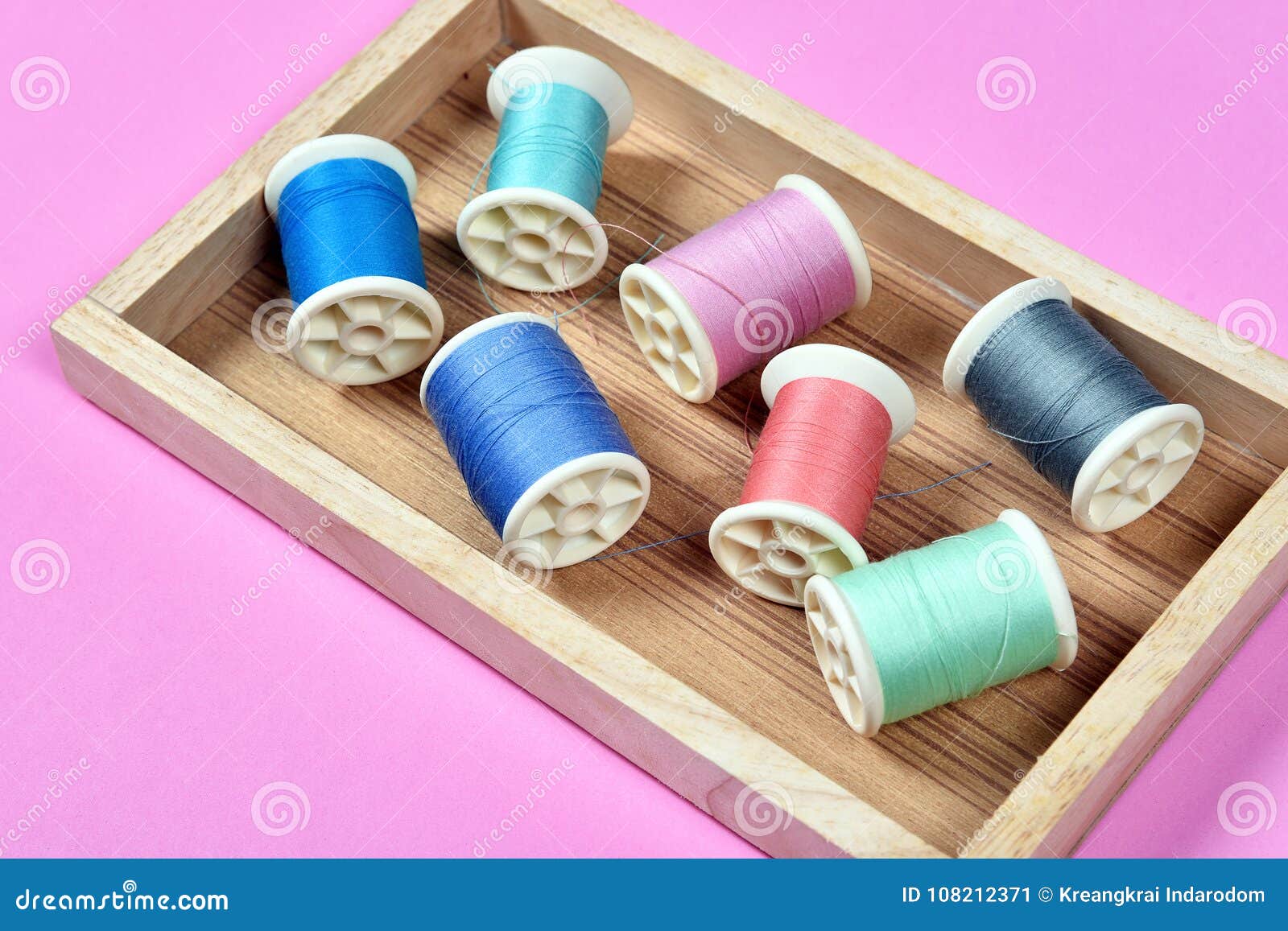 Thread Rolls, Group of Colorful Thread on Sewing Desk. Stock Image ...