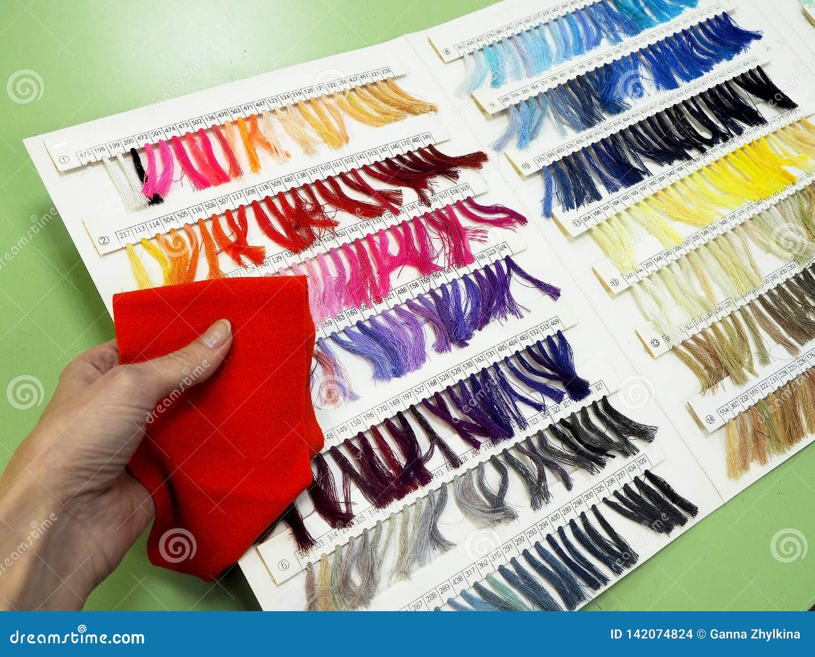 Thread Sample Color Card and Fabric Stock Photo - Image of fashion ...