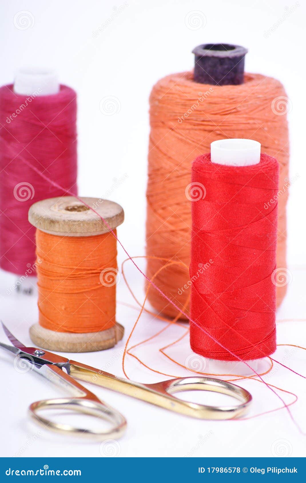 Thread and scissors stock photo. Image of spools, orange - 17986578