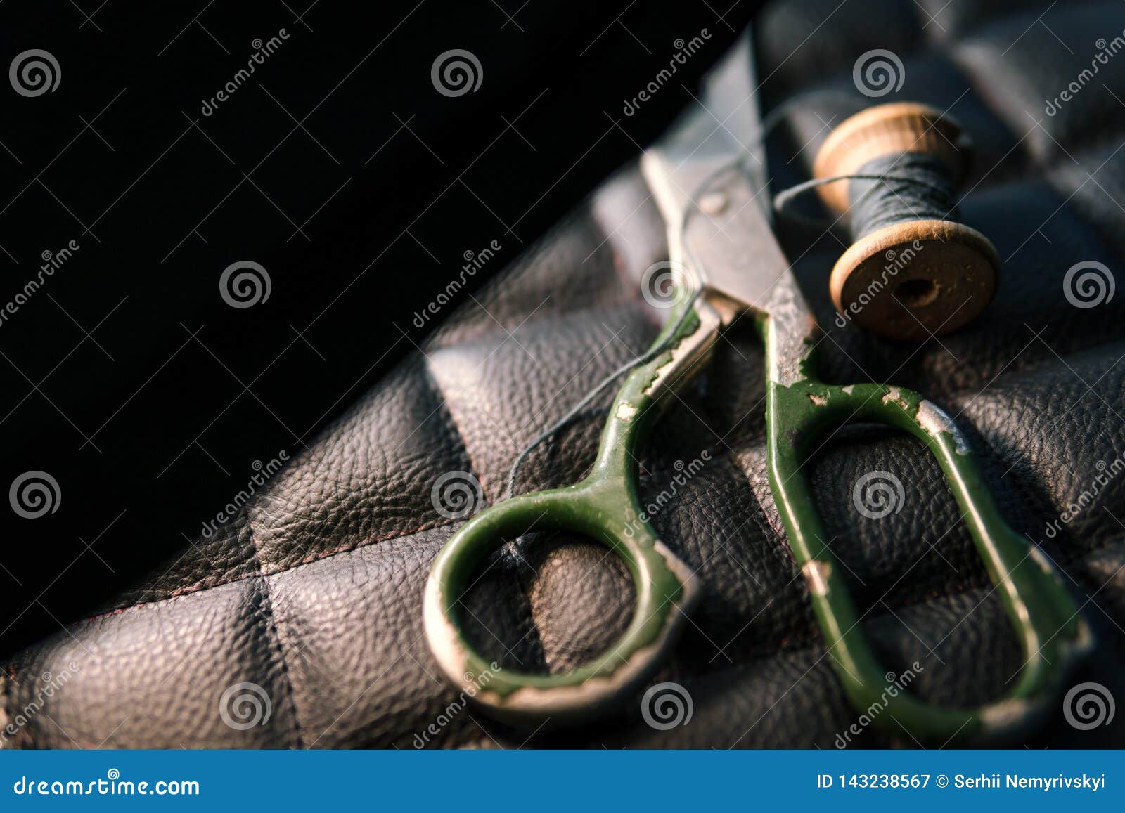 Thread Scissors Leather Products Accessories and Tools, Concept of ...