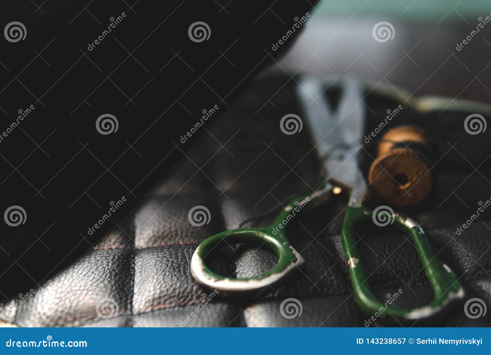 Thread Scissors Leather Products Accessories and Tools, Concept of ...