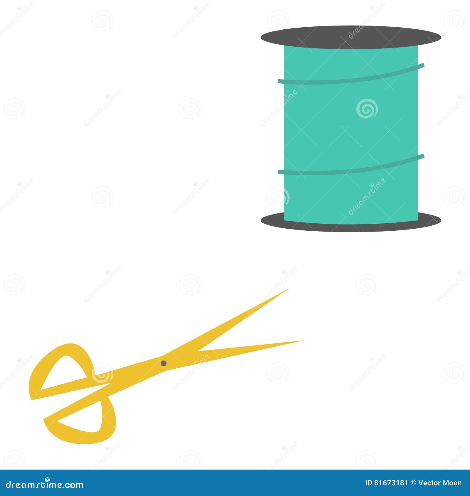 Thread and Scissors Vector Illustration. Stock Vector - Illustration of ...