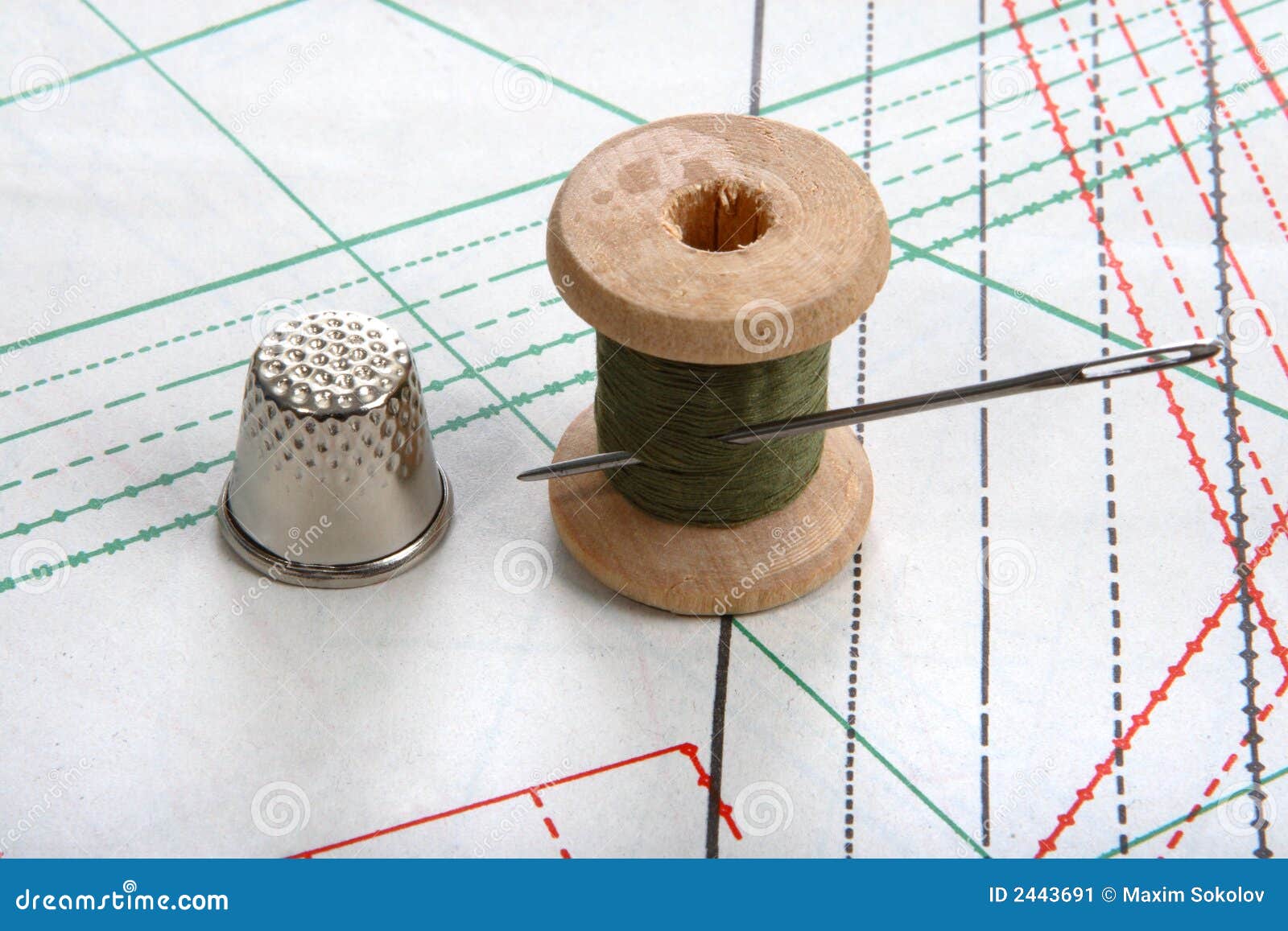 Thread on sewing plan stock image. Image of strings, fabric - 2443691