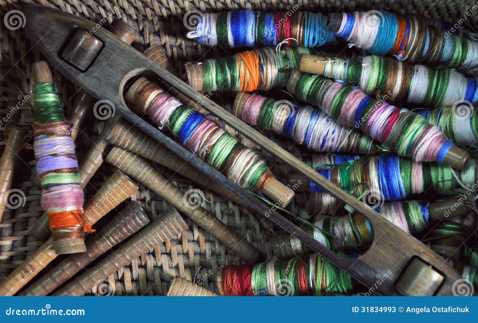 Thread Skeins in Woven Basket Stock Image - Image of vietnam, silk ...
