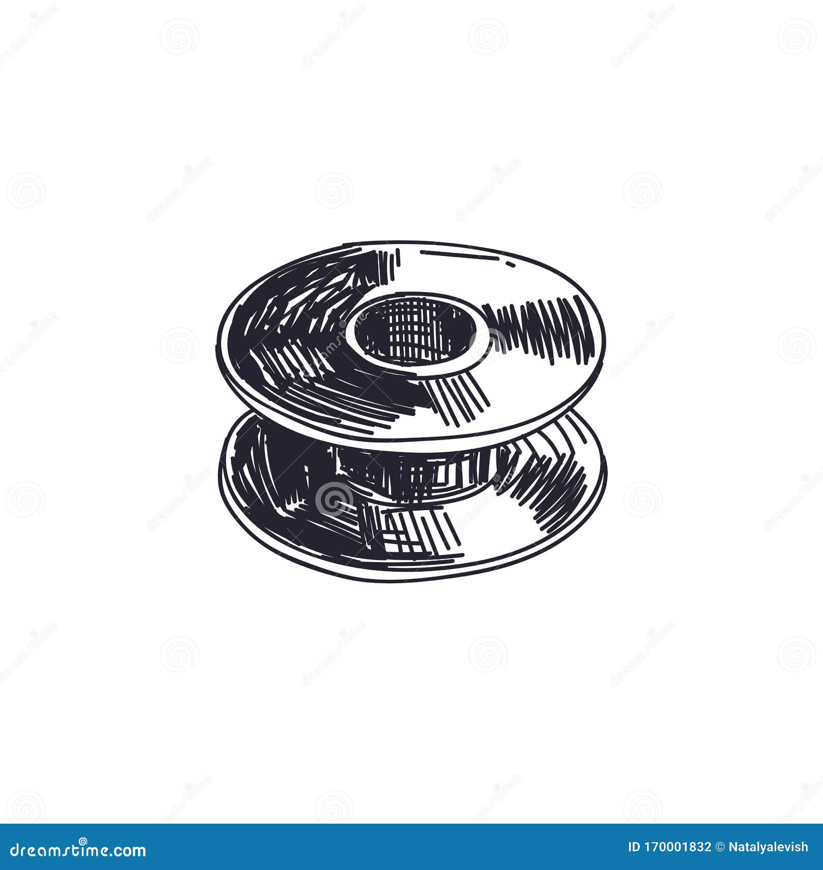 Thread Spool Hand Drawn Vector Vintage Illustration Stock Vector ...