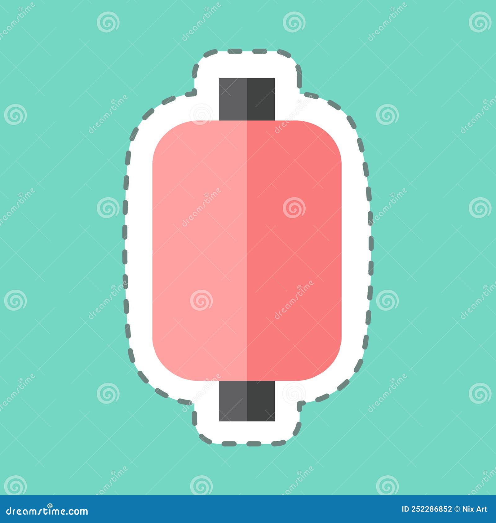 Thread Spool I Sticker in Trendy Line Cut Isolated on Blue Background ...