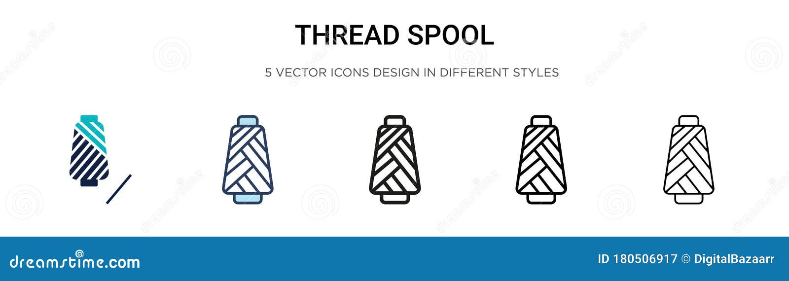Thread Spool Icon In Filled Thin Line Outline And Stroke Style