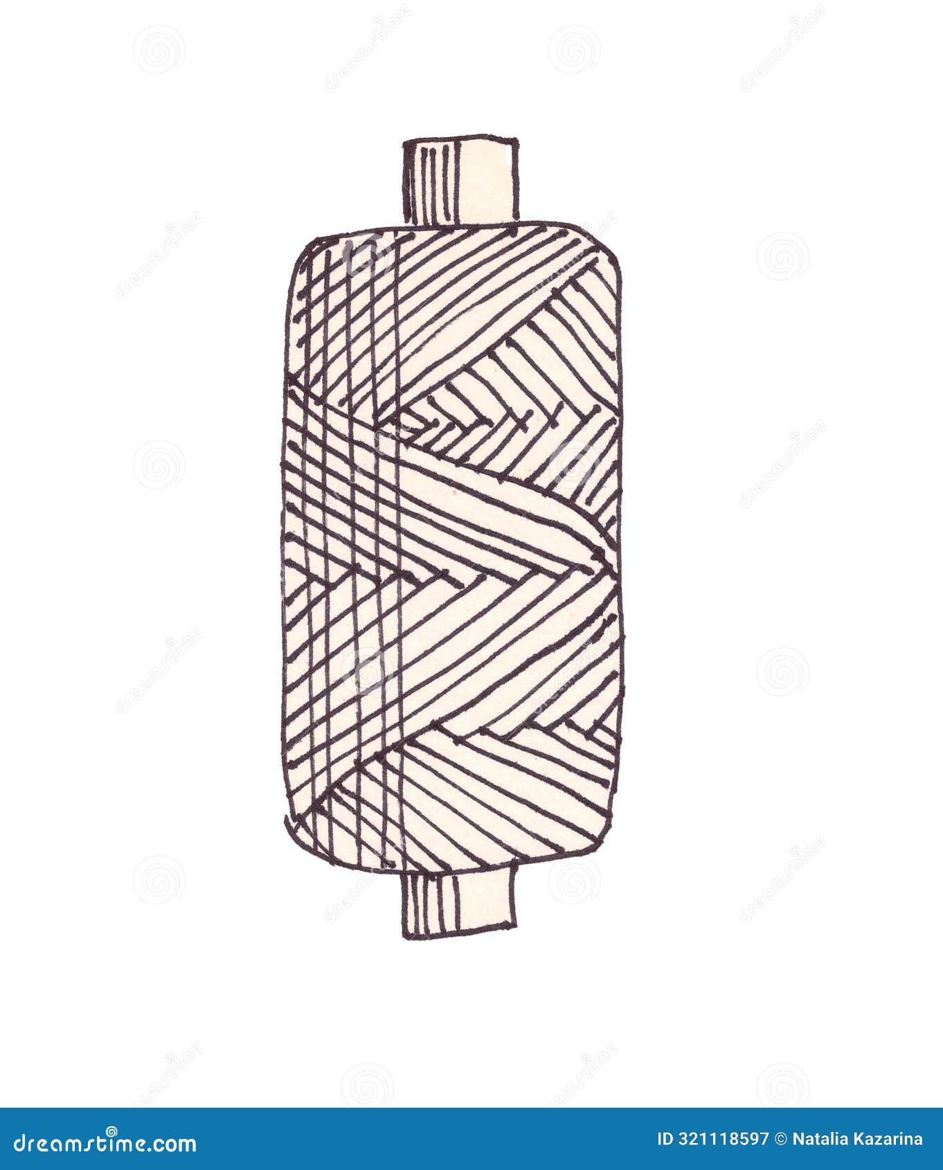 Thread Spool, Line Art, Black and White Graphics Stock Illustration ...