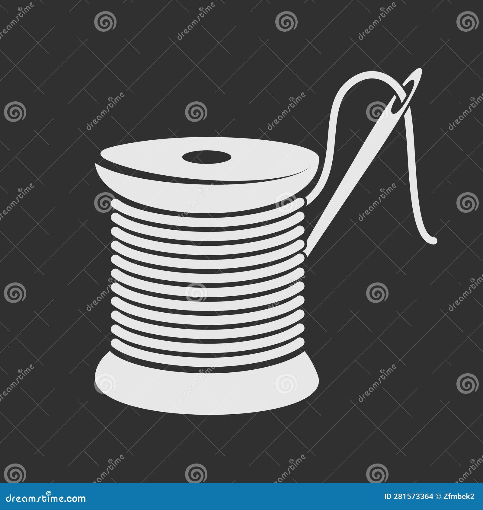 Thread Spool and Needle Silhouette Isolated. Stock Vector ...