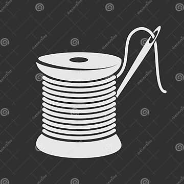 Thread Spool and Needle Silhouette Isolated. Stock Vector ...
