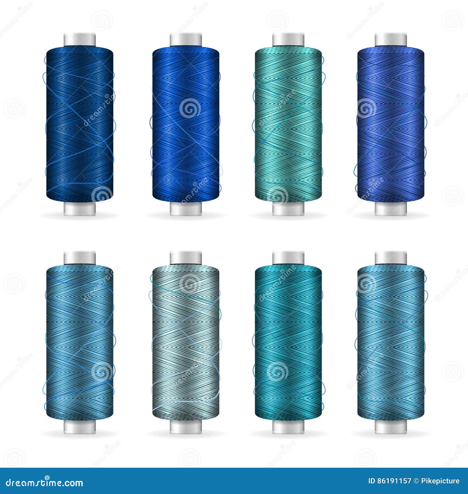 Thread Spool Set. Bright Plastic Bobbin. Isolated on White Background ...