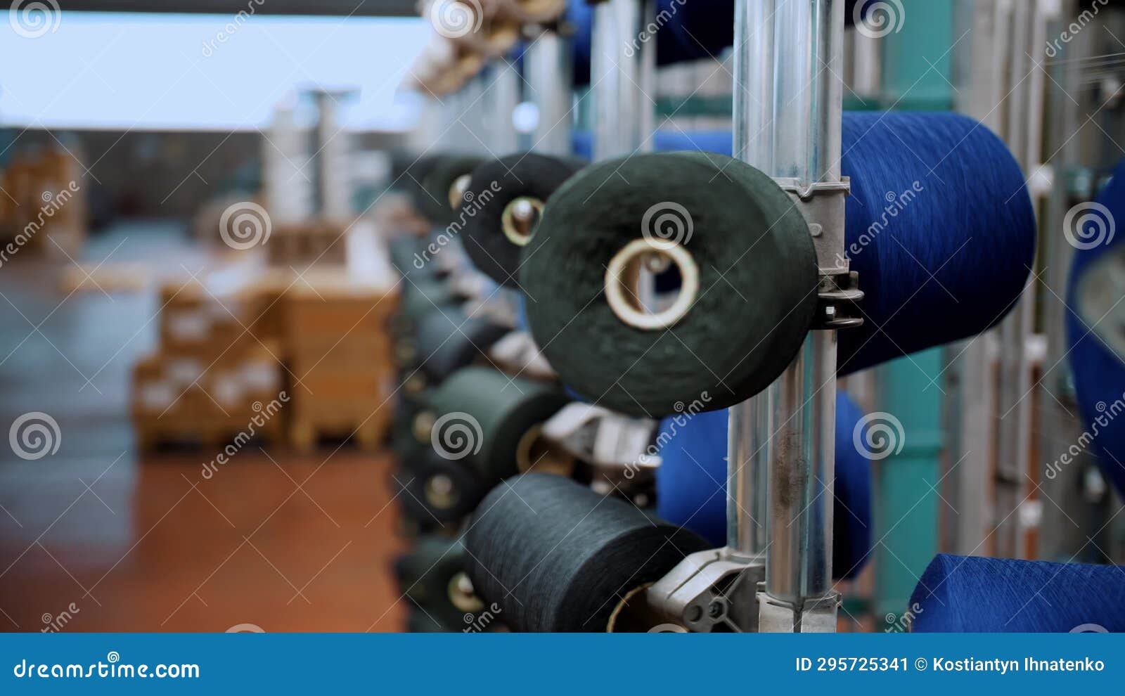 Thread Spools. Close-up. Racks with Many Thread Spools. the Process of ...