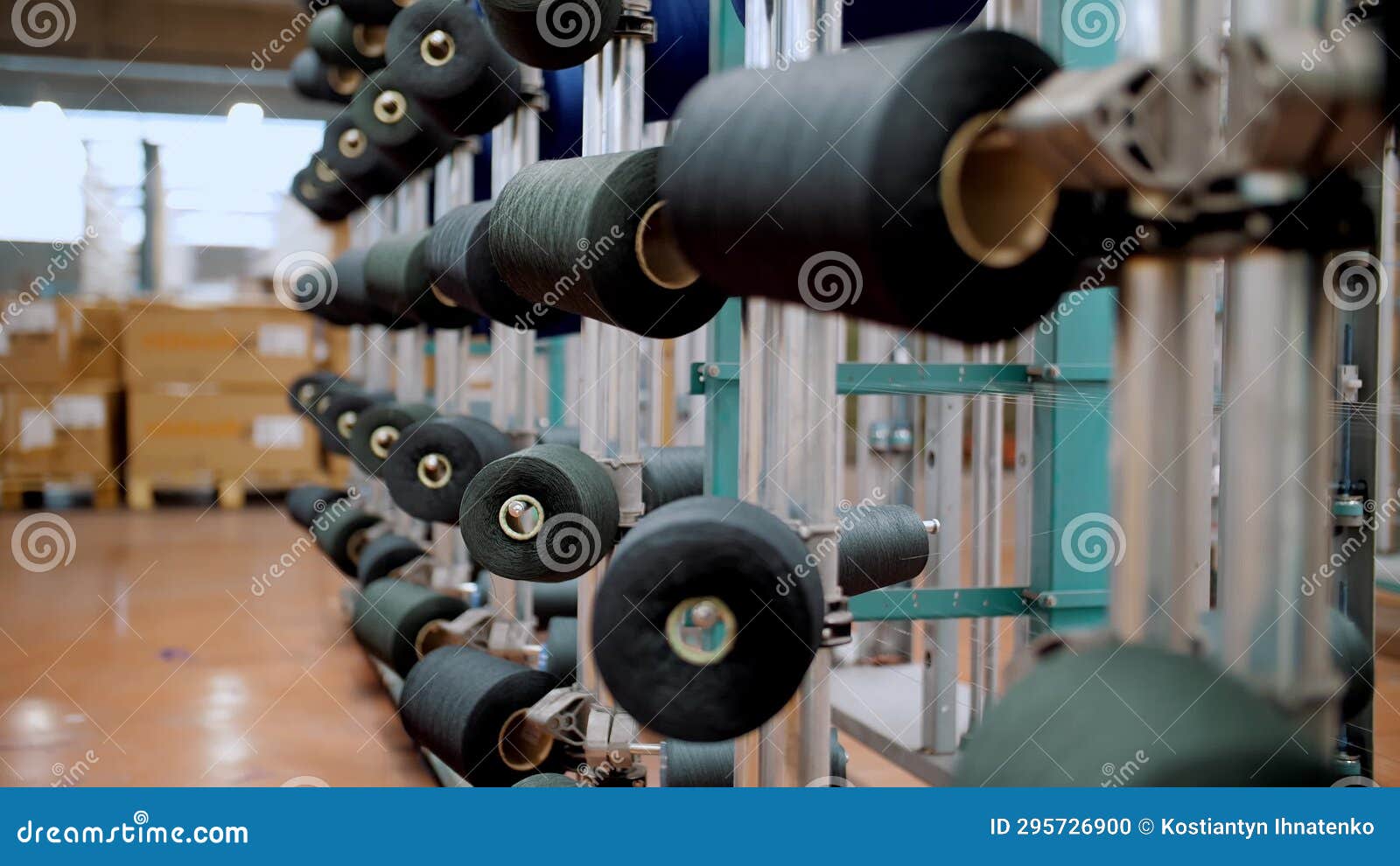 Thread Spools. Close-up. Racks with Many Thread Spools. the Process of ...
