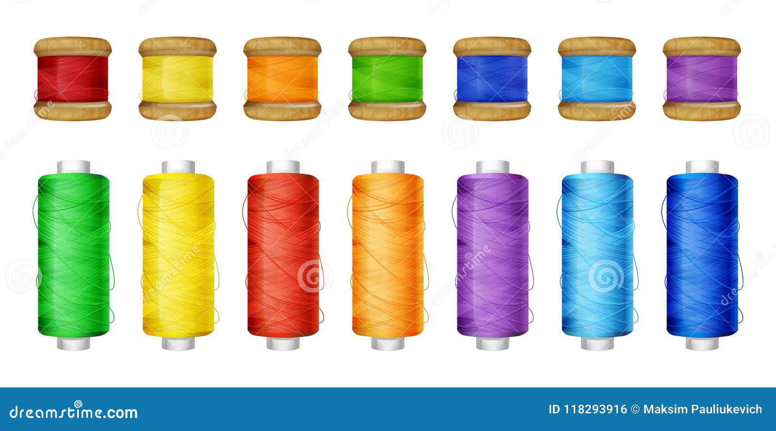 Thread Spools Color Set Vector Illustration Stock Vector Illustration