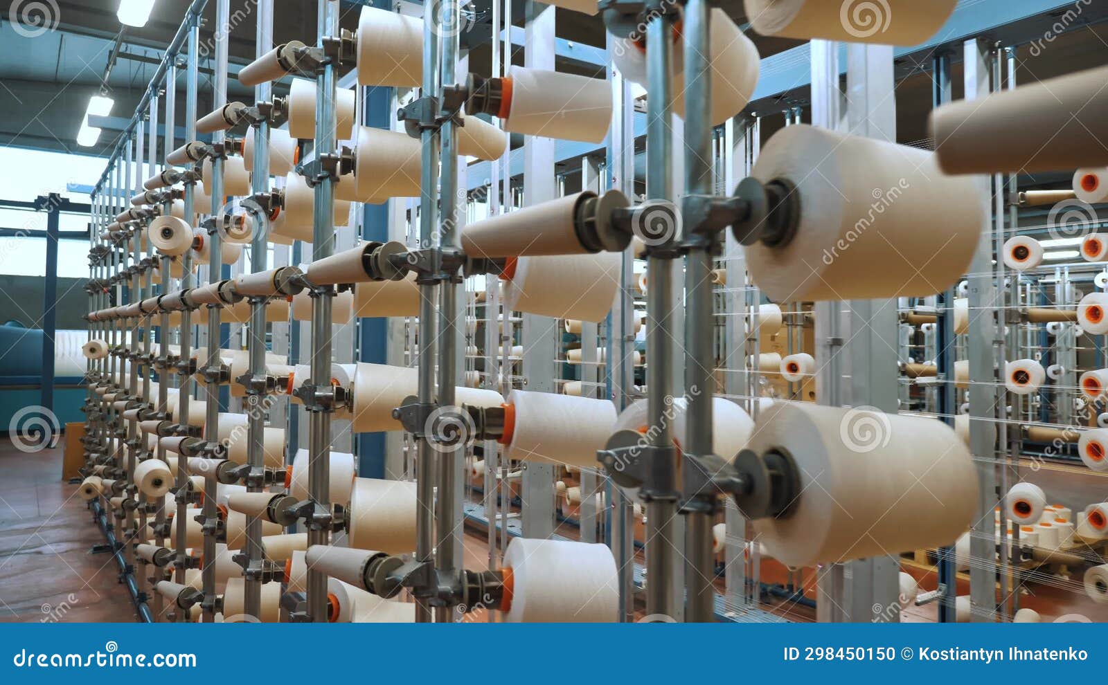 Thread Spools. Textile Industry. Weaving Factory. Racks with Many ...