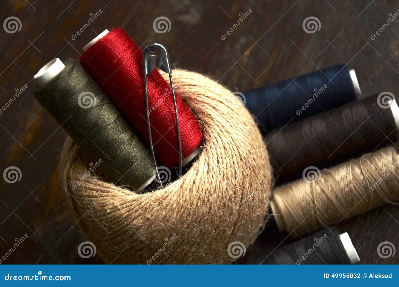 Thread, Twine and Safety Pin Stock Photo - Image of craft, thread: 49955032